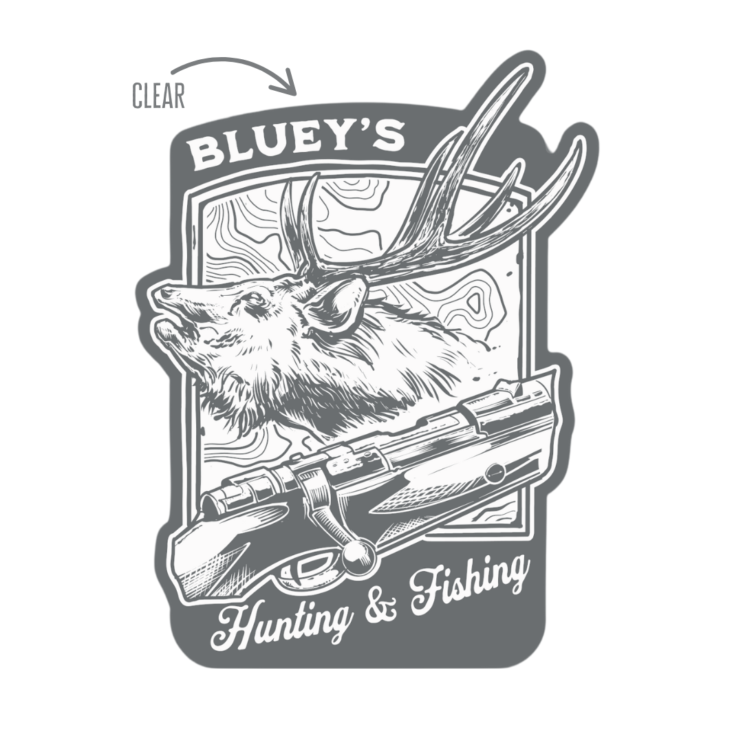 Bluey's Clear Deer/Gun Sticker — Bluey's Hunting & Fishing